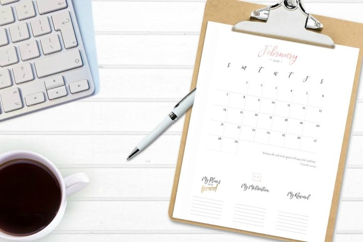 Free February Goal-setting Calendar | Showit Blog